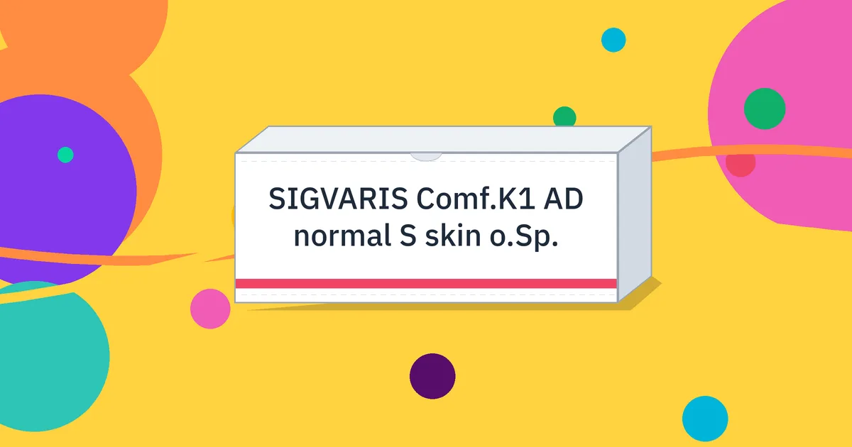 Symbolbild: Packung mit der Aufschrift SIGVARIS Comf.K1 AD normal S skin o.Sp. (PZN 17041150) – Verfügbarkeit und Bezug in Apotheken in Frankfurt am Main