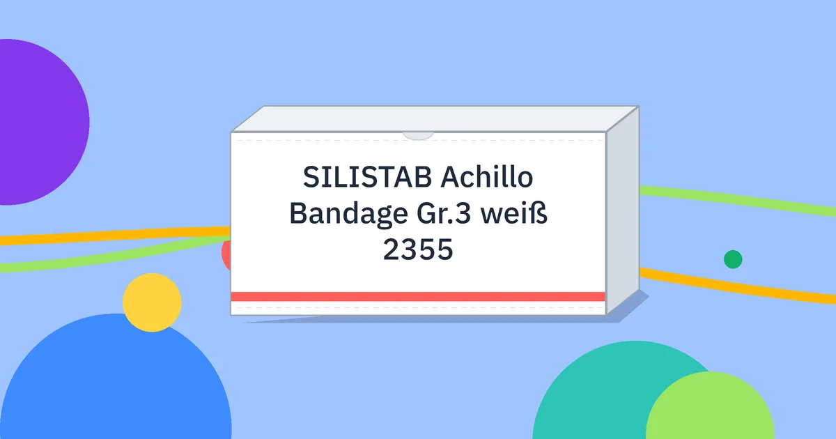 Symbolbild: Packung mit der Aufschrift SILISTAB Achillo Bandage Gr.3 weiß 2355 (PZN 08815581) – Verfügbarkeit und Bezug in Apotheken in Frankfurt am Main