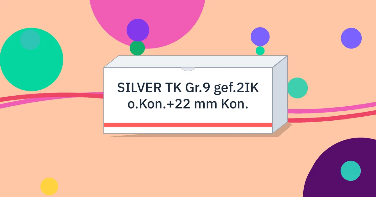 Symbolbild: Packung mit der Aufschrift SILVER TK Gr.9 gef.2IK o.Kon.+22 mm Kon. (PZN 10317399) – Verfügbarkeit und Bezug in Apotheken in Frankfurt am Main