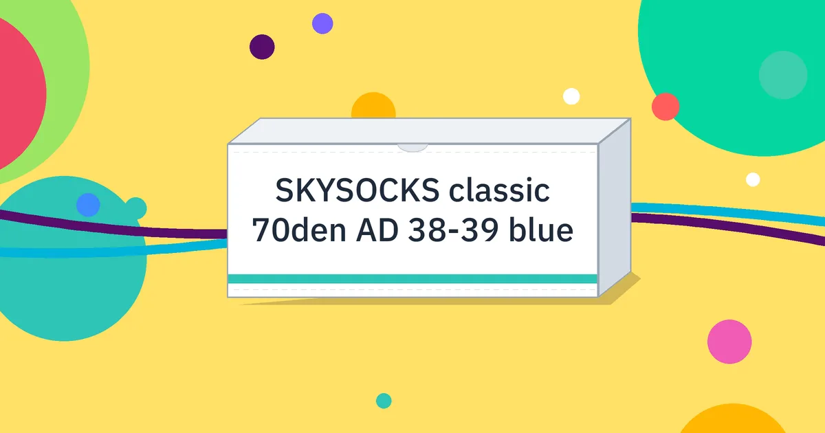 Symbolbild: Packung mit der Aufschrift SKYSOCKS classic 70den AD 38-39 blue (PZN 18664019) – Verfügbarkeit und Bezug in Apotheken in Frankfurt am Main