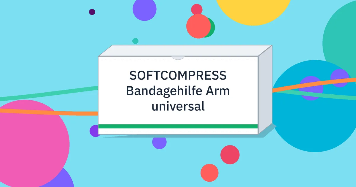 Symbolbild: Packung mit der Aufschrift SOFTCOMPRESS Bandagehilfe Arm universal (PZN 13505842) – Verfügbarkeit und Bezug in Apotheken in Frankfurt am Main