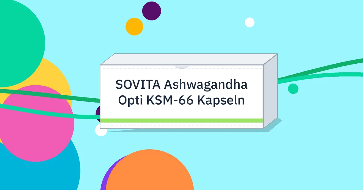 Symbolbild: Packung mit der Aufschrift SOVITA Ashwagandha Opti KSM-66 Kapseln (PZN 11590074) – Verfügbarkeit und Bezug in Apotheken in Frankfurt am Main