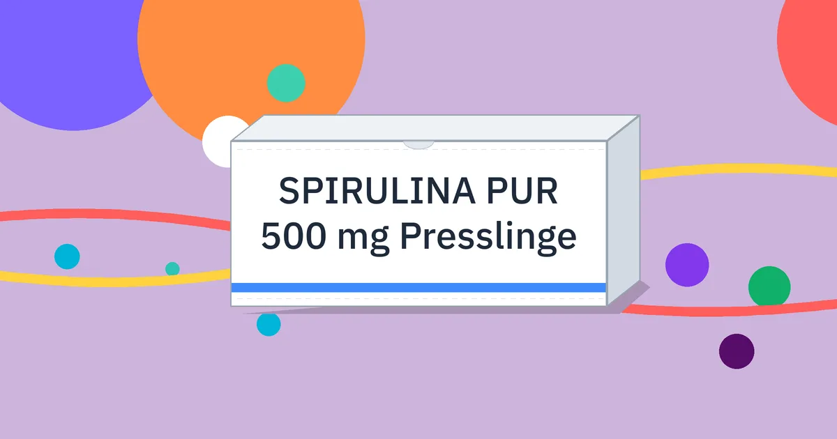 Symbolbild: Packung mit der Aufschrift SPIRULINA PUR 500 mg Presslinge (PZN 09607962) – Verfügbarkeit und Bezug in Apotheken in Frankfurt am Main