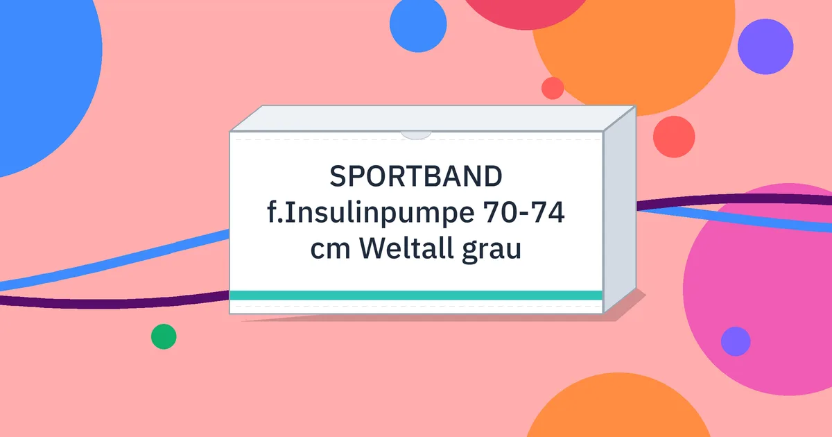 Symbolbild: Packung mit der Aufschrift SPORTBAND f.Insulinpumpe 70-74 cm Weltall grau (PZN 13915770) – Verfügbarkeit und Bezug in Apotheken in Frankfurt am Main