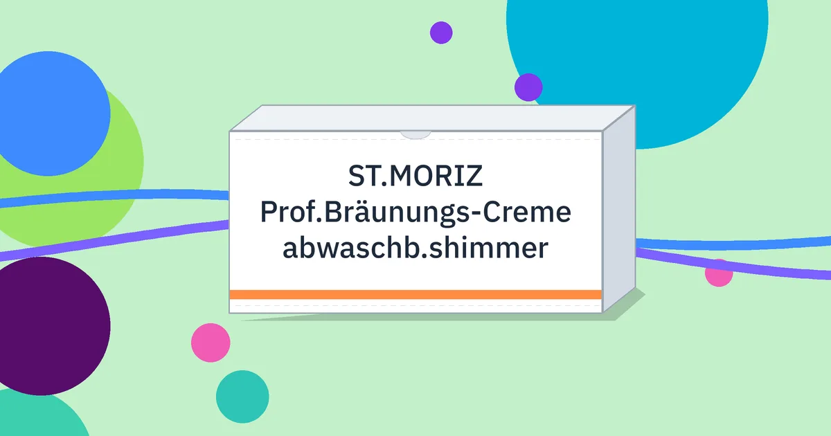 Symbolbild: Packung mit der Aufschrift ST.MORIZ Prof.Bräunungs-Creme abwaschb.shimmer (PZN 12454982) – Verfügbarkeit und Bezug in Apotheken in Frankfurt am Main