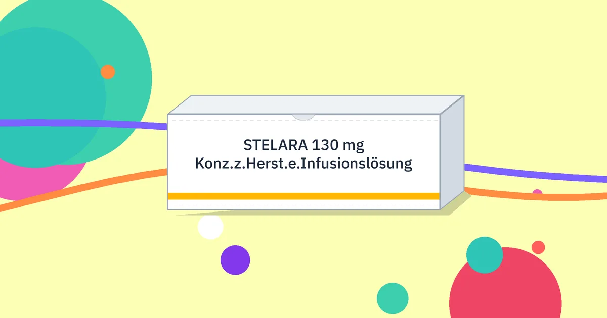 Symbolbild: Packung mit der Aufschrift STELARA 130 mg Konz.z.Herst.e.Infusionslösung (PZN 13333950) – Verfügbarkeit und Bezug in Apotheken in Frankfurt am Main