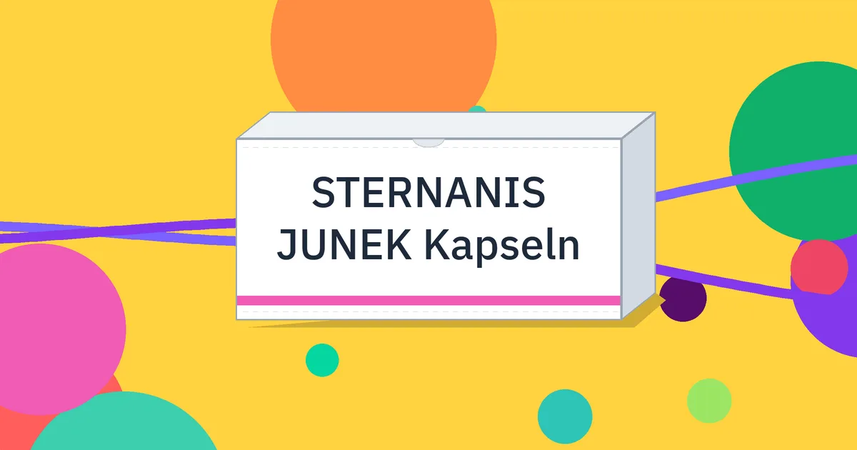 Symbolbild: Packung mit der Aufschrift STERNANIS JUNEK Kapseln (PZN 17633324) – Verfügbarkeit und Bezug in Apotheken in Frankfurt am Main