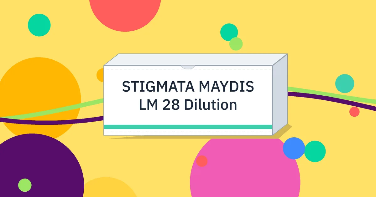 Symbolbild: Packung mit der Aufschrift STIGMATA MAYDIS LM 28 Dilution (PZN 13201102) – Verfügbarkeit und Bezug in Apotheken in Frankfurt am Main