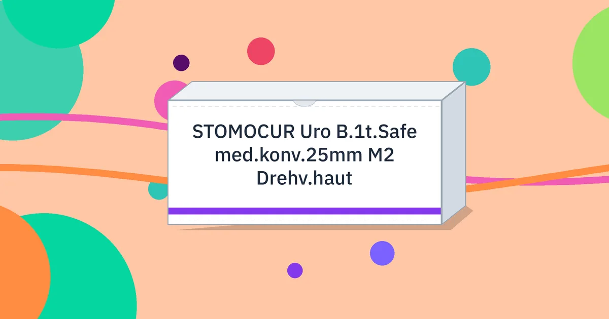 Symbolbild: Packung mit der Aufschrift STOMOCUR Uro B.1t.Safe med.konv.25mm M2 Drehv.haut (PZN 17557971) – Verfügbarkeit und Bezug in Apotheken in Frankfurt am Main