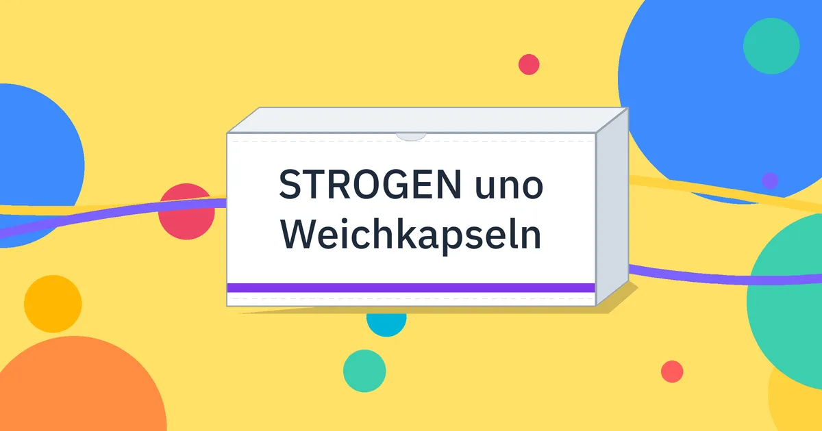 Symbolbild: Packung mit der Aufschrift STROGEN uno Weichkapseln (PZN 06339946) – Verfügbarkeit und Bezug in Apotheken in Frankfurt am Main