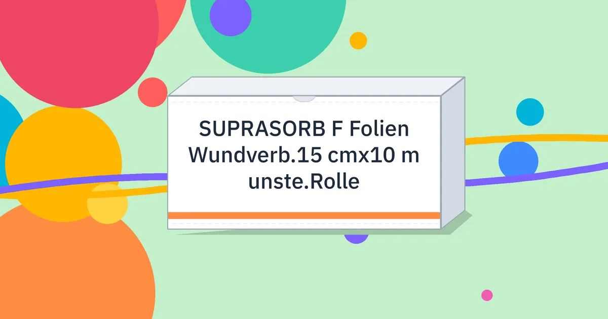 Symbolbild: Packung mit der Aufschrift SUPRASORB F Folien Wundverb.15 cmx10 m unste.Rolle (PZN 16010590) – Verfügbarkeit und Bezug in Apotheken in Frankfurt am Main