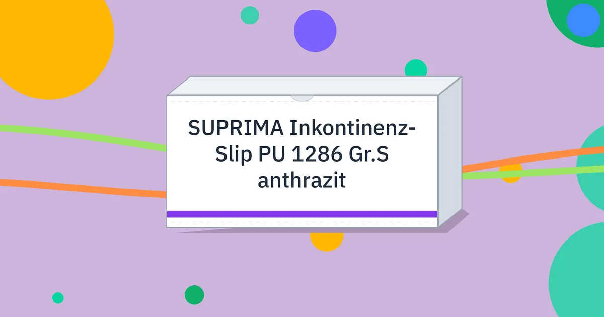 Symbolbild: Packung mit der Aufschrift SUPRIMA Inkontinenz-Slip PU 1286 Gr.S anthrazit (PZN 10637230) – Verfügbarkeit und Bezug in Apotheken in Frankfurt am Main