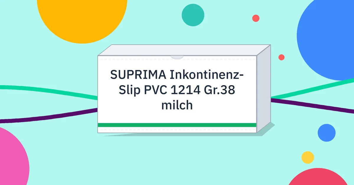 Symbolbild: Packung mit der Aufschrift SUPRIMA Inkontinenz-Slip PVC 1214 Gr.38 milch (PZN 03922763) – Verfügbarkeit und Bezug in Apotheken in Frankfurt am Main