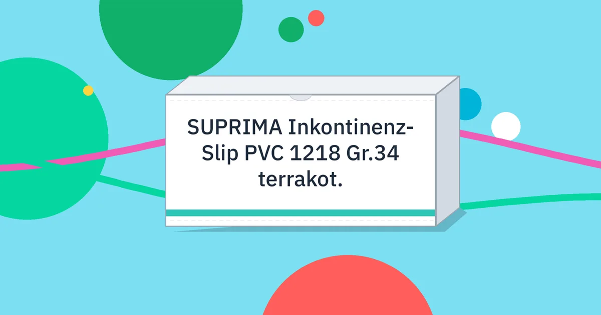 Symbolbild: Packung mit der Aufschrift SUPRIMA Inkontinenz-Slip PVC 1218 Gr.34 terrakot. (PZN 02483847) – Verfügbarkeit und Bezug in Apotheken in Frankfurt am Main