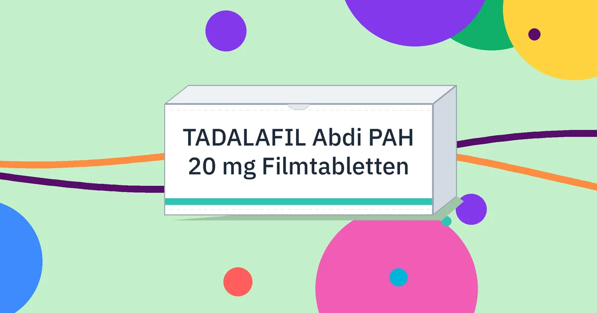 Symbolbild: Packung mit der Aufschrift TADALAFIL Abdi PAH 20 mg Filmtabletten (PZN 19502626) – Verfügbarkeit und Bezug in Apotheken in Frankfurt am Main