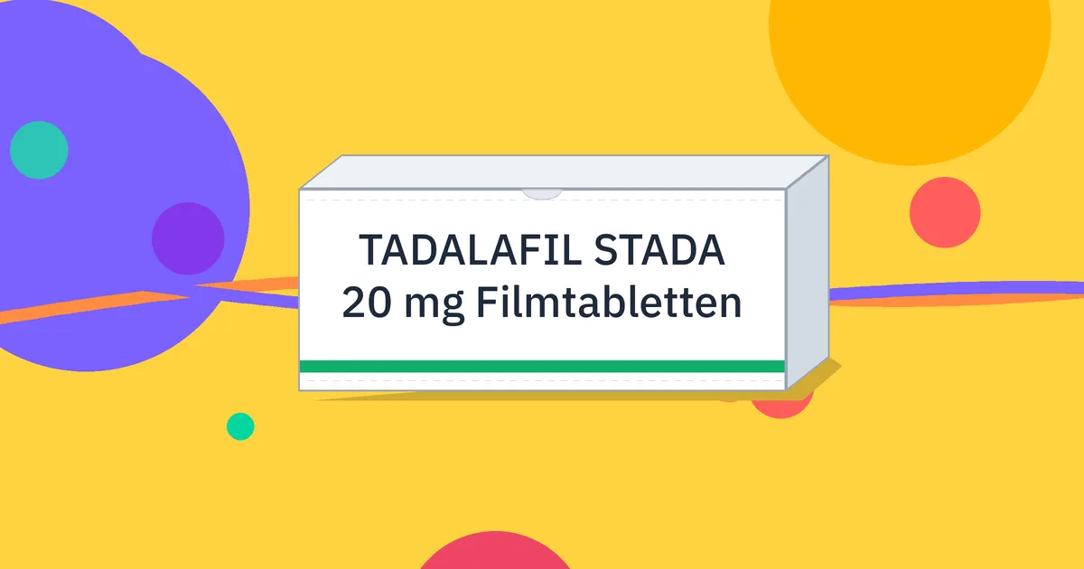Symbolbild: Packung mit der Aufschrift TADALAFIL STADA 20 mg Filmtabletten (PZN 12588719) – Verfügbarkeit und Bezug in Apotheken in Frankfurt am Main