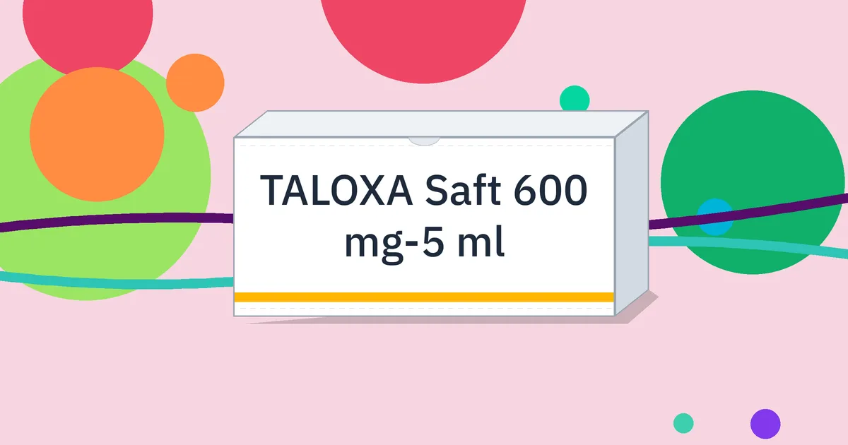 Symbolbild: Packung mit der Aufschrift TALOXA Saft 600 mg-5 ml (PZN 18604359) – Verfügbarkeit und Bezug in Apotheken in Frankfurt am Main