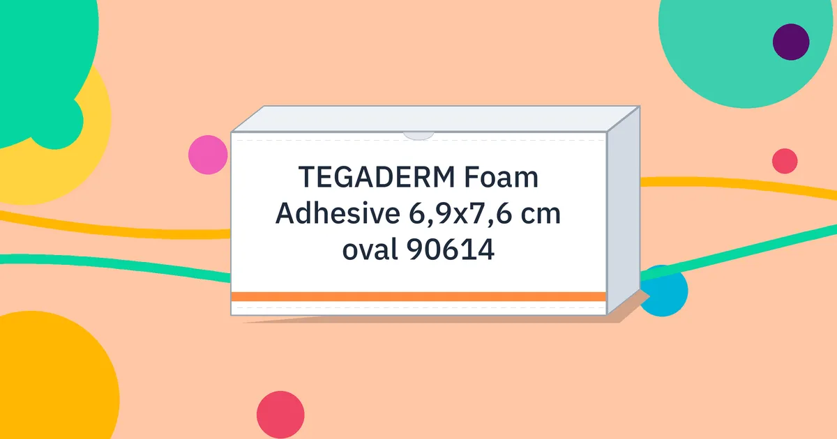 Symbolbild: Packung mit der Aufschrift TEGADERM Foam Adhesive 6,9x7,6 cm oval 90614 (PZN 17514772) – Verfügbarkeit und Bezug in Apotheken in Frankfurt am Main