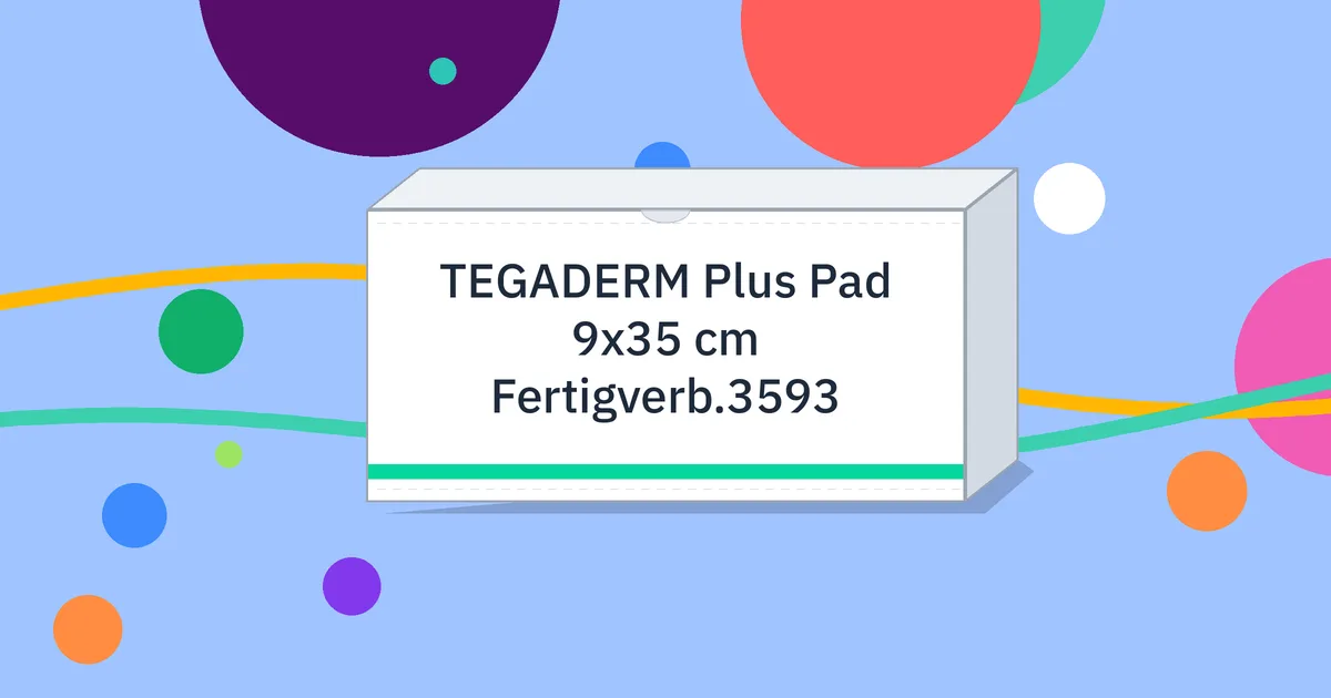 Symbolbild: Packung mit der Aufschrift TEGADERM Plus Pad 9x35 cm Fertigverb.3593 (PZN 13707505) – Verfügbarkeit und Bezug in Apotheken in Frankfurt am Main