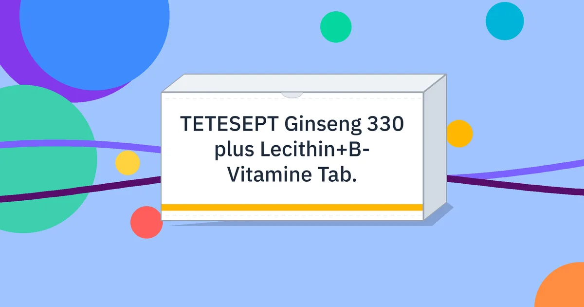 Symbolbild: Packung mit der Aufschrift TETESEPT Ginseng 330 plus Lecithin+B-Vitamine Tab. (PZN 16604579) – Verfügbarkeit und Bezug in Apotheken in Frankfurt am Main