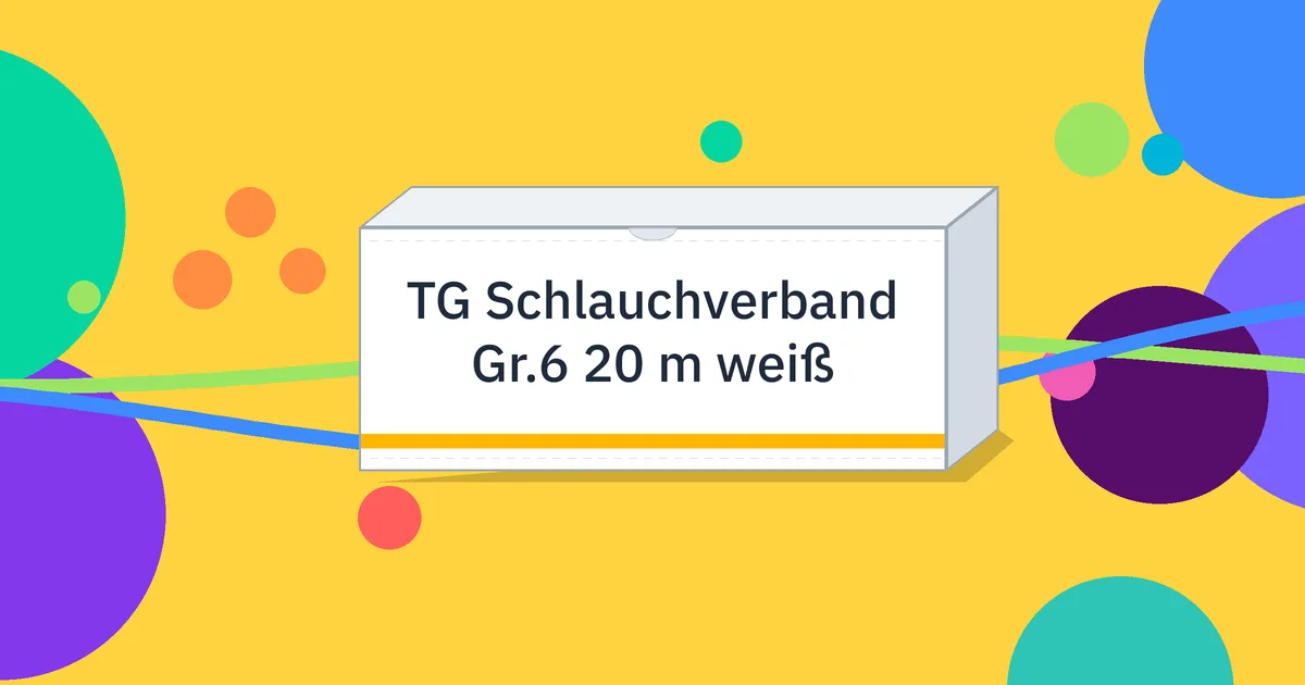 Symbolbild: Packung mit der Aufschrift TG Schlauchverband Gr.6 20 m weiß (PZN 12449076) – Verfügbarkeit und Bezug in Apotheken in Frankfurt am Main