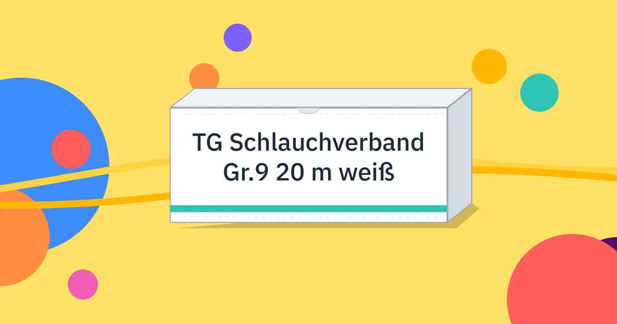 Symbolbild: Packung mit der Aufschrift TG Schlauchverband Gr.9 20 m weiß (PZN 15660156) – Verfügbarkeit und Bezug in Apotheken in Frankfurt am Main