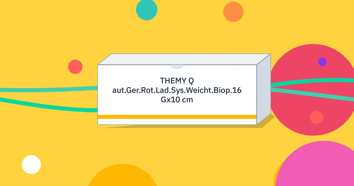 Symbolbild: Packung mit der Aufschrift THEMY Q aut.Ger.Rot.Lad.Sys.Weicht.Biop.16 Gx10 cm (PZN 19737855) – Verfügbarkeit und Bezug in Apotheken in Frankfurt am Main