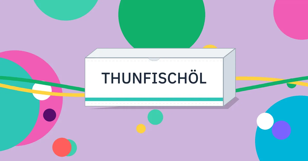 Symbolbild: Packung mit der Aufschrift THUNFISCHÖL (PZN 19720352) – Verfügbarkeit und Bezug in Apotheken in Frankfurt am Main