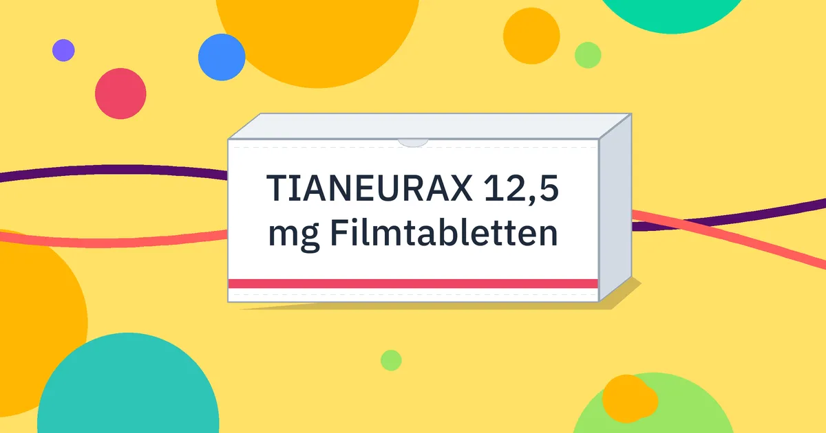 Symbolbild: Packung mit der Aufschrift TIANEURAX 12,5 mg Filmtabletten (PZN 16503453) – Verfügbarkeit und Bezug in Apotheken in Frankfurt am Main