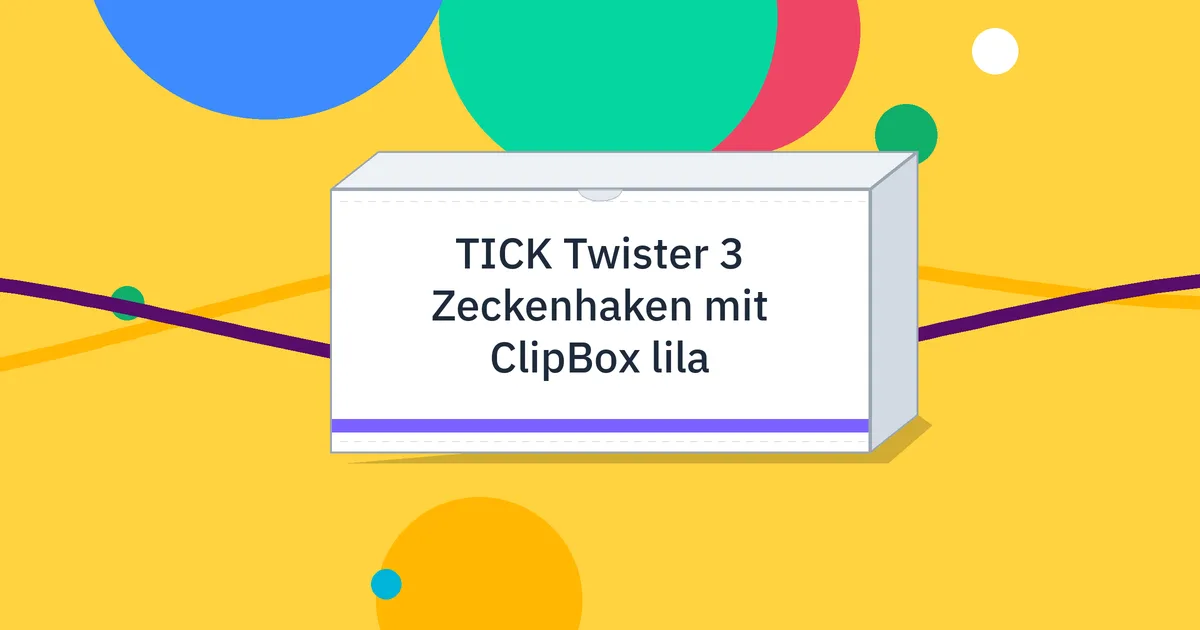 Symbolbild: Packung mit der Aufschrift TICK Twister 3 Zeckenhaken mit ClipBox lila (PZN 19469679) – Verfügbarkeit und Bezug in Apotheken in Frankfurt am Main
