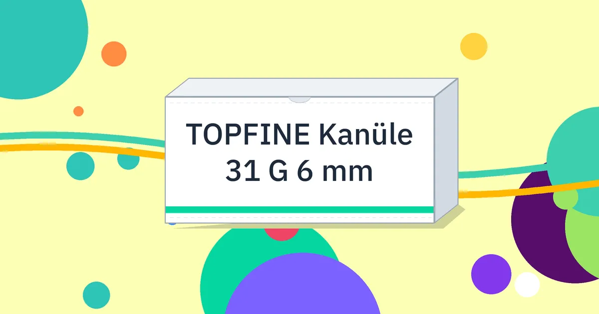 Symbolbild: Packung mit der Aufschrift TOPFINE Kanüle 31 G 6 mm (PZN 08842448) – Verfügbarkeit und Bezug in Apotheken in Frankfurt am Main