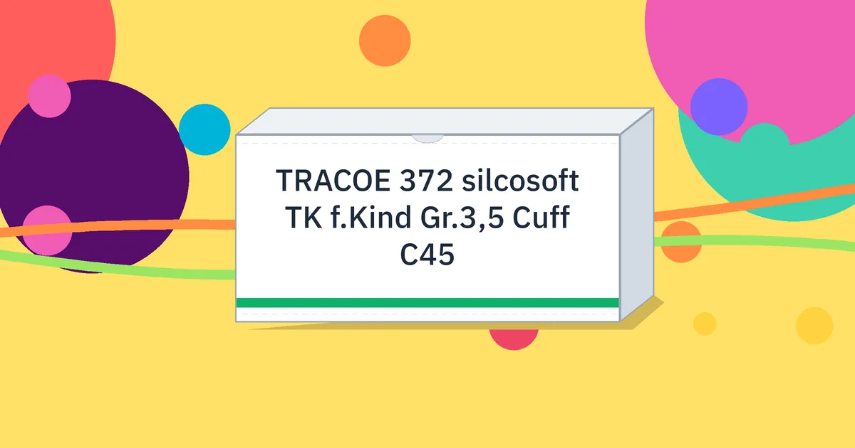 Symbolbild: Packung mit der Aufschrift TRACOE 372 silcosoft TK f.Kind Gr.3,5 Cuff C45 (PZN 14316178) – Verfügbarkeit und Bezug in Apotheken in Frankfurt am Main
