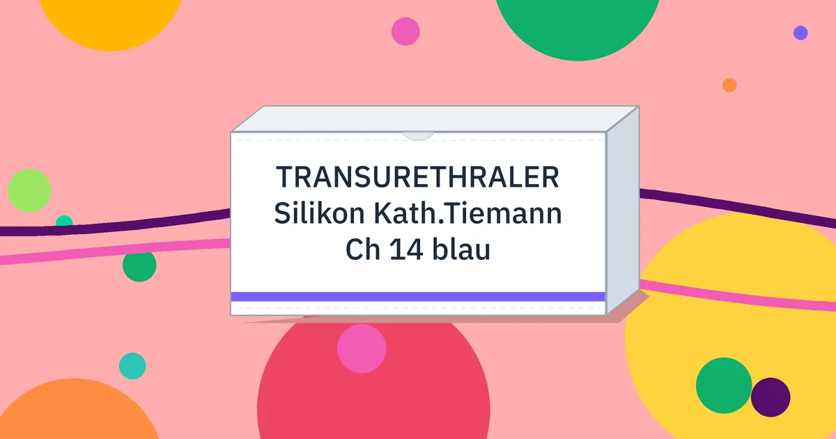 Symbolbild: Packung mit der Aufschrift TRANSURETHRALER Silikon Kath.Tiemann Ch 14 blau (PZN 13163790) – Verfügbarkeit und Bezug in Apotheken in Frankfurt am Main