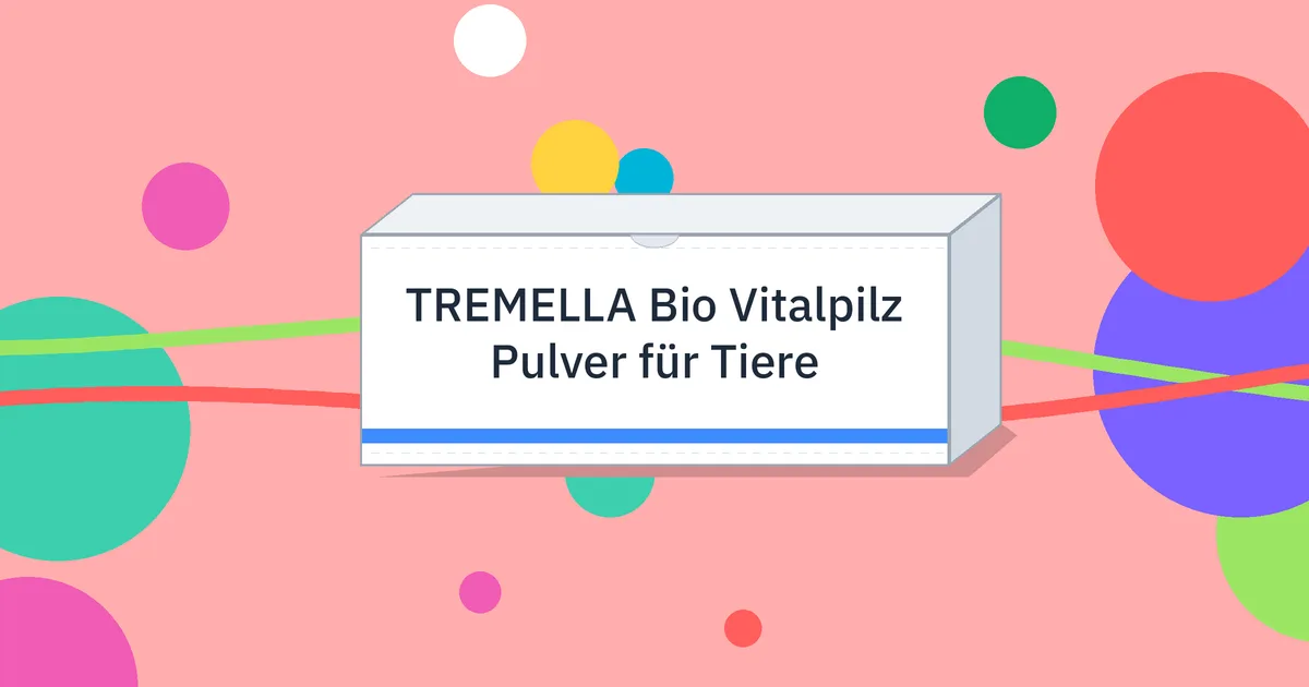 Symbolbild: Packung mit der Aufschrift TREMELLA Bio Vitalpilz Pulver für Tiere (PZN 10763963) – Verfügbarkeit und Bezug in Apotheken in Frankfurt am Main