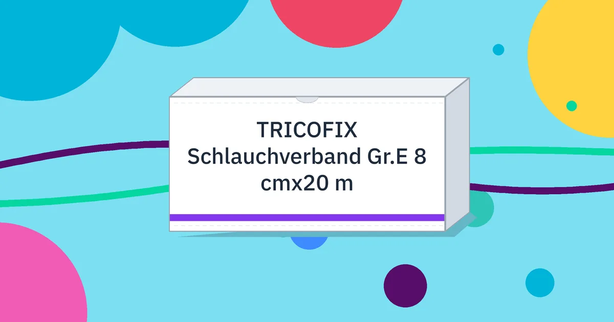 Symbolbild: Packung mit der Aufschrift TRICOFIX Schlauchverband Gr.E 8 cmx20 m (PZN 01868982) – Verfügbarkeit und Bezug in Apotheken in Frankfurt am Main