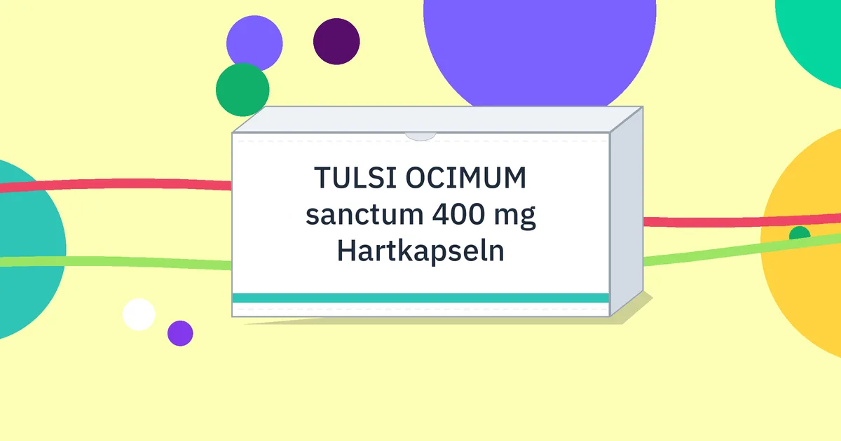 Symbolbild: Packung mit der Aufschrift TULSI OCIMUM sanctum 400 mg Hartkapseln (PZN 13837834) – Verfügbarkeit und Bezug in Apotheken in Frankfurt am Main