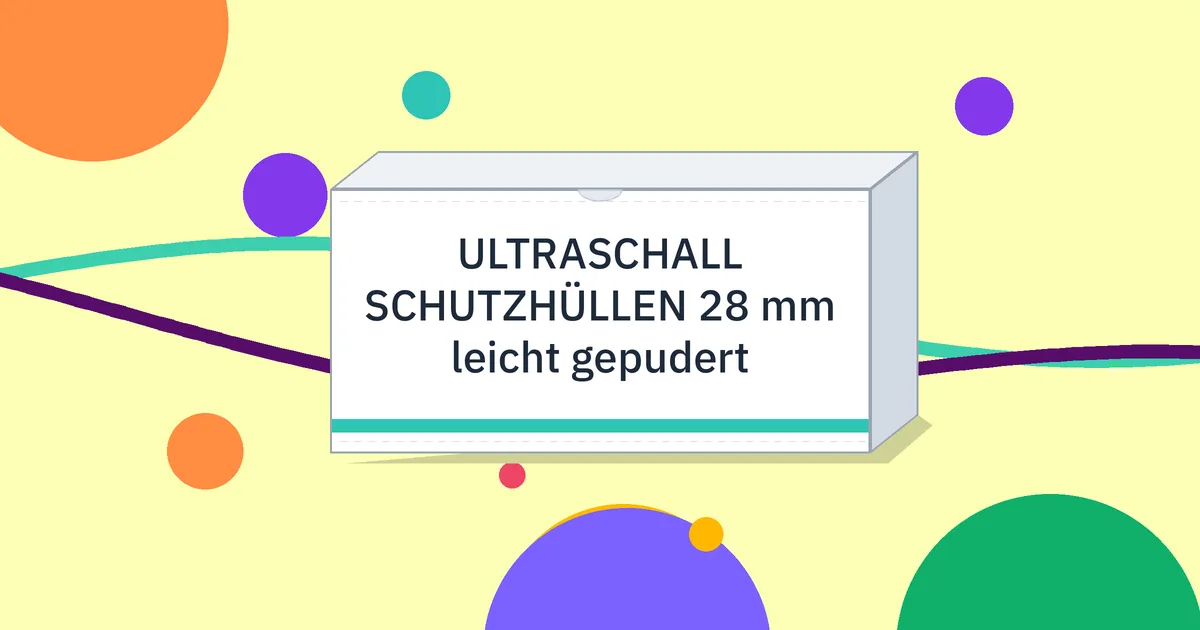 Symbolbild: Packung mit der Aufschrift ULTRASCHALL SCHUTZHÜLLEN 28 mm leicht gepudert (PZN 11319489) – Verfügbarkeit und Bezug in Apotheken in Frankfurt am Main