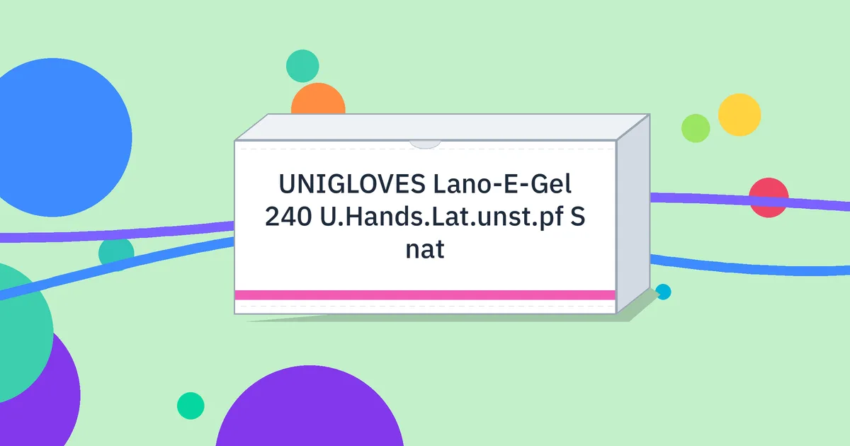 Symbolbild: Packung mit der Aufschrift UNIGLOVES Lano-E-Gel 240 U.Hands.Lat.unst.pf S nat (PZN 18101049) – Verfügbarkeit und Bezug in Apotheken in Frankfurt am Main