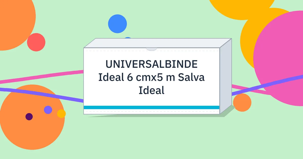 Symbolbild: Packung mit der Aufschrift UNIVERSALBINDE Ideal 6 cmx5 m Salva Ideal (PZN 10351108) – Verfügbarkeit und Bezug in Apotheken in Frankfurt am Main
