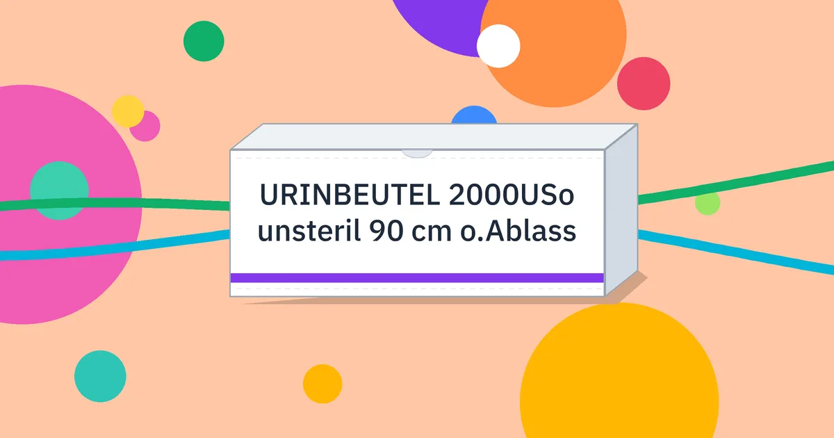 Symbolbild: Packung mit der Aufschrift URINBEUTEL 2000USo unsteril 90 cm o.Ablass (PZN 08845501) – Verfügbarkeit und Bezug in Apotheken in Frankfurt am Main