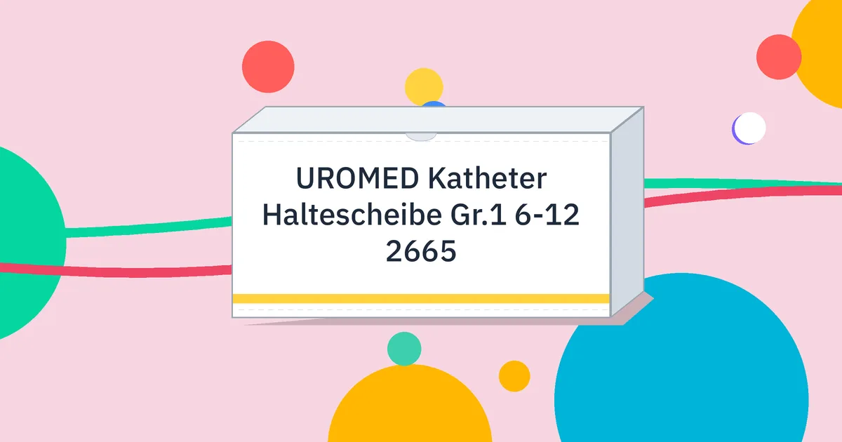 Symbolbild: Packung mit der Aufschrift UROMED Katheter Haltescheibe Gr.1 6-12 2665 (PZN 03281318) – Verfügbarkeit und Bezug in Apotheken in Frankfurt am Main