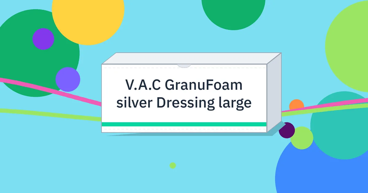 Symbolbild: Packung mit der Aufschrift V.A.C GranuFoam silver Dressing large (PZN 16832056) – Verfügbarkeit und Bezug in Apotheken in Frankfurt am Main