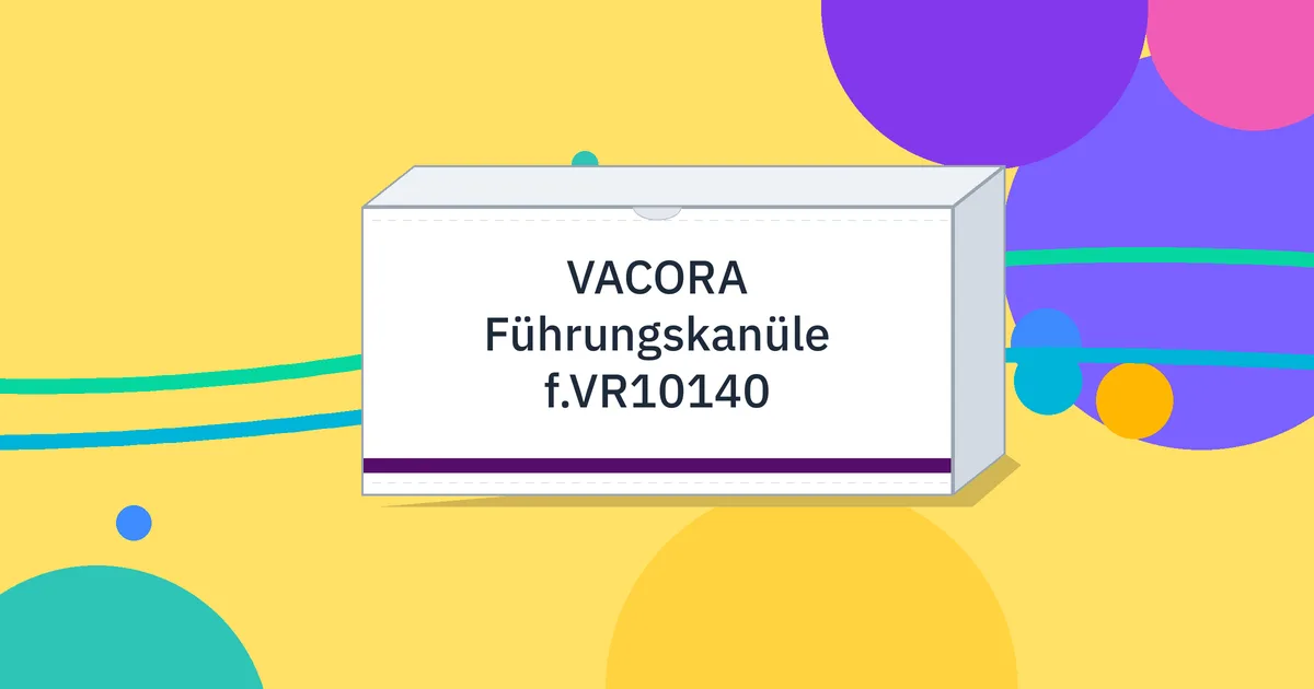 Symbolbild: Packung mit der Aufschrift VACORA Führungskanüle f.VR10140 (PZN 07780975) – Verfügbarkeit und Bezug in Apotheken in Frankfurt am Main