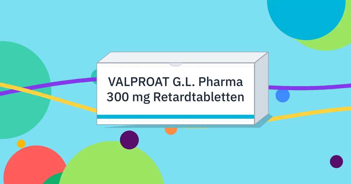 Symbolbild: Packung mit der Aufschrift VALPROAT G.L. Pharma 300 mg Retardtabletten (PZN 13235331) – Verfügbarkeit und Bezug in Apotheken in Frankfurt am Main