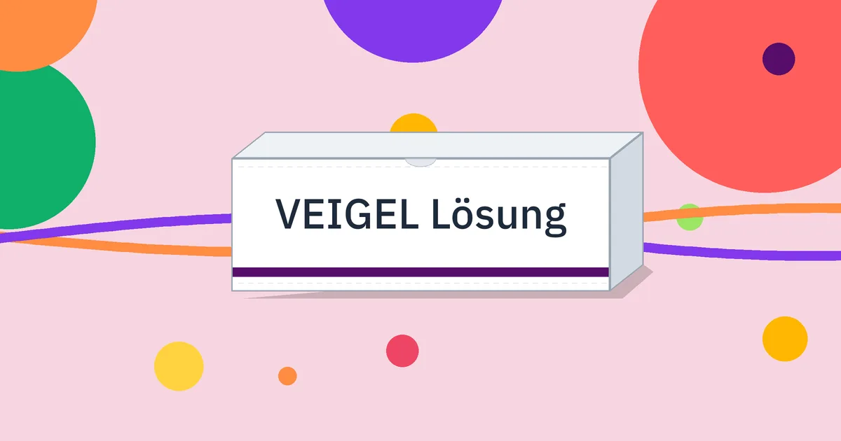 Symbolbild: Packung mit der Aufschrift VEIGEL Lösung (PZN 05022839) – Verfügbarkeit und Bezug in Apotheken in Frankfurt am Main