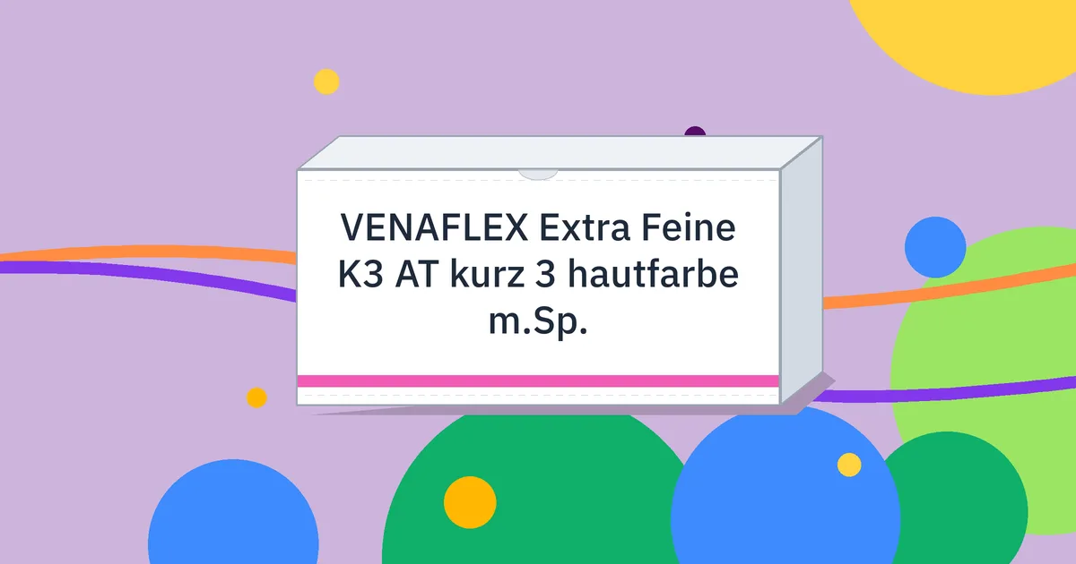 Symbolbild: Packung mit der Aufschrift VENAFLEX Extra Feine K3 AT kurz 3 hautfarbe m.Sp. (PZN 18308796) – Verfügbarkeit und Bezug in Apotheken in Frankfurt am Main