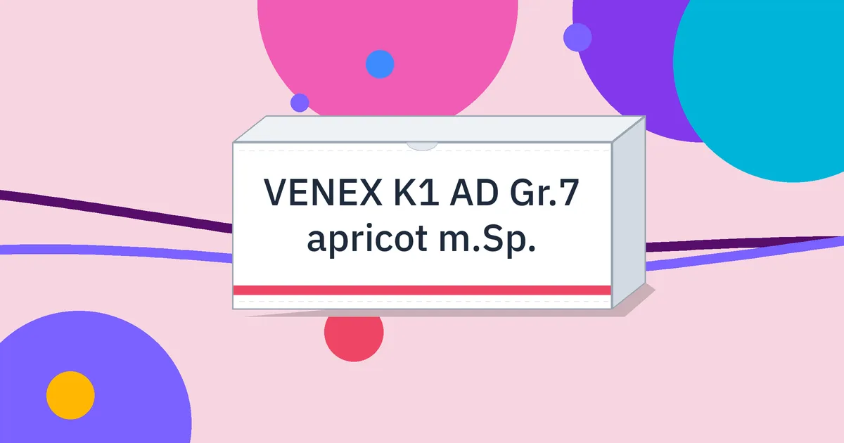Symbolbild: Packung mit der Aufschrift VENEX K1 AD Gr.7 apricot m.Sp. (PZN 03183981) – Verfügbarkeit und Bezug in Apotheken in Frankfurt am Main