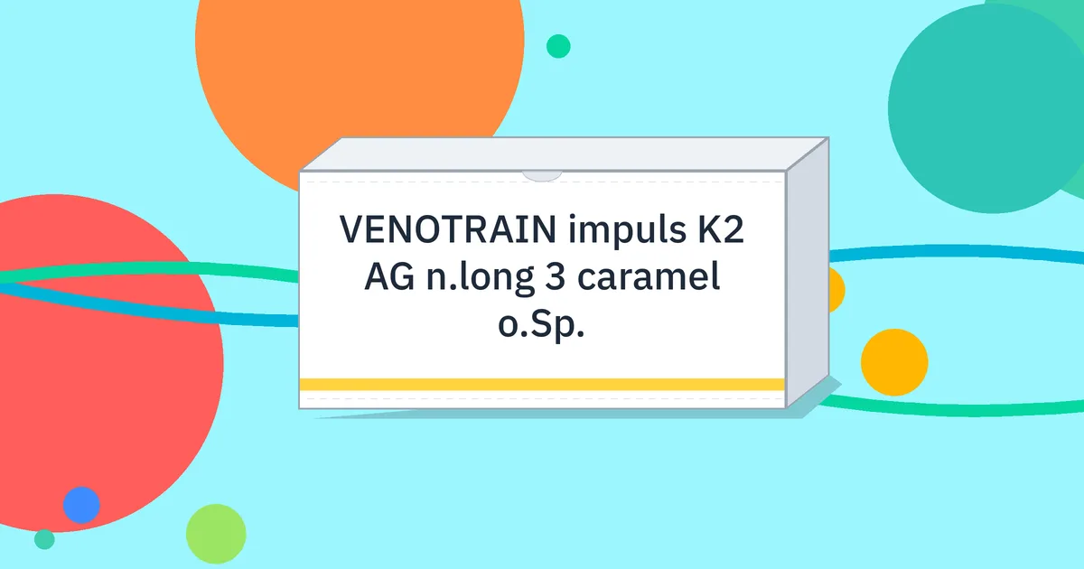 Symbolbild: Packung mit der Aufschrift VENOTRAIN impuls K2 AG n.long 3 caramel o.Sp. (PZN 08420434) – Verfügbarkeit und Bezug in Apotheken in Frankfurt am Main