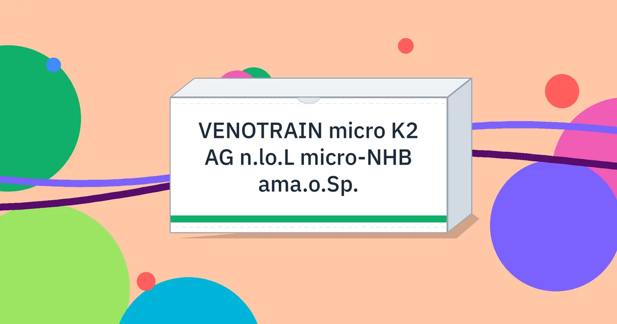 Symbolbild: Packung mit der Aufschrift VENOTRAIN micro K2 AG n.lo.L micro-NHB ama.o.Sp. (PZN 16065929) – Verfügbarkeit und Bezug in Apotheken in Frankfurt am Main
