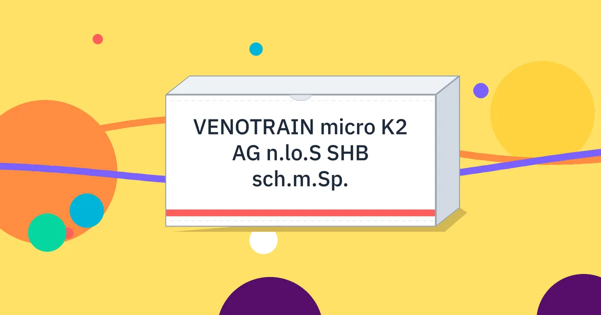 Symbolbild: Packung mit der Aufschrift VENOTRAIN micro K2 AG n.lo.S SHB sch.m.Sp. (PZN 00416835) – Verfügbarkeit und Bezug in Apotheken in Frankfurt am Main